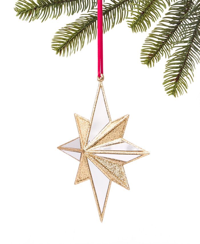 Holiday Lane Blessed Gold Glitter Star Ornament, Created for Macy's ...