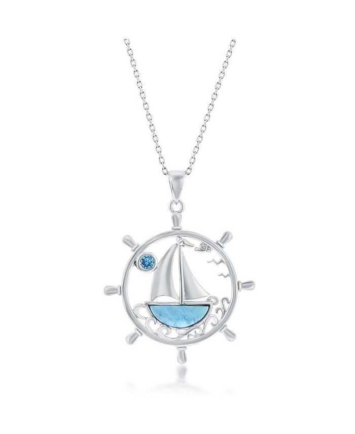 Caribbean Treasures Sterling Silver, Ship Wheel, Larimar Sailboat ...