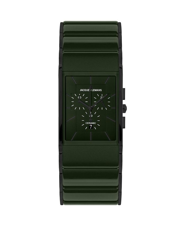 Jacques Lemans Men's Dublin Watch with High-Tech Ceramic Strap, Solid Stainless Steel IP-Black ...