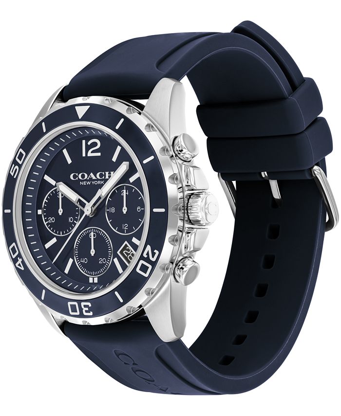 COACH Men's Kent Navy Silicone Strap Watch 44mm - Macy's
