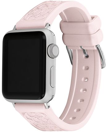 COACH Pink Pearlized Signature C Silicone Strap for 38, 40, 41mm Apple ...