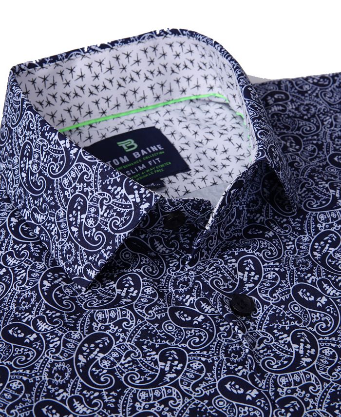 Tom Baine Men's Performance Stretch Paisley Button Down Shirt - Macy's