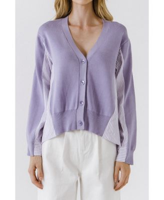 English Factory Women's Mixed Media Cardigan - Macy's