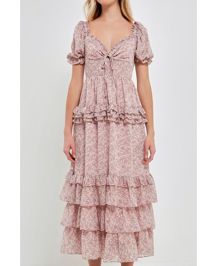 Free the Roses Women's Ruffled Sweetheart Midi Dress - Macy's