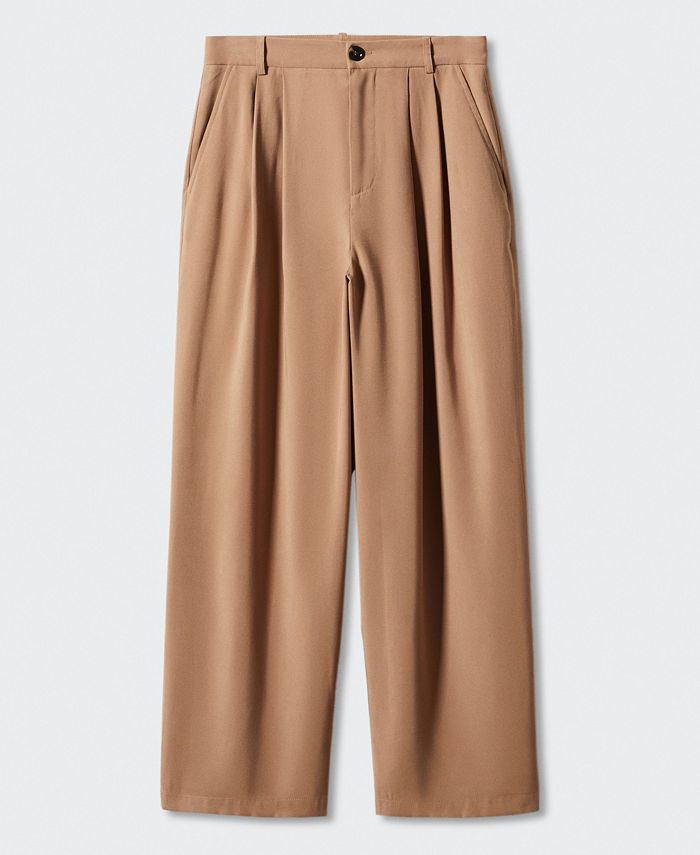 MANGO Women's Wide Leg Pleated Pants - Macy's