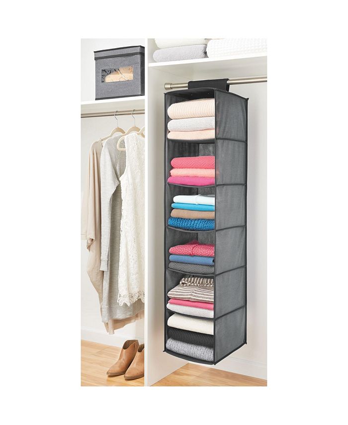 mDesign Fabric Over Rod Hanging Closet Storage Organizers Set of 2 - Macy's
