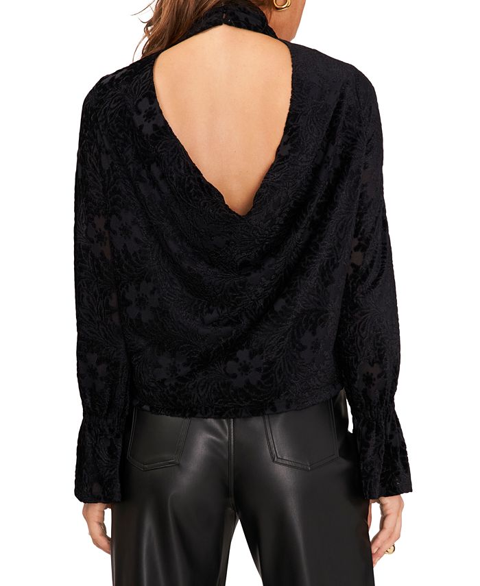 1.STATE Women's High-Neck Open-Back Long-Sleeve Blouse - Macy's