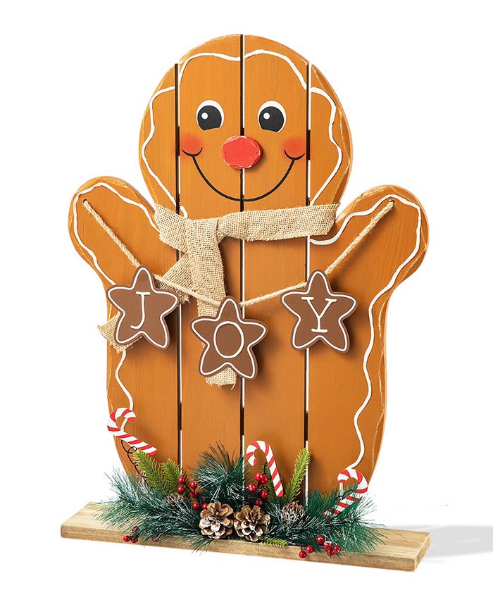 Glitzhome 24" H Wood Gingerbread Man Porch Decor - Macy's