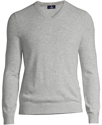 Lands' End Men's Fine Gauge Cashmere V-neck Sweater - Macy's