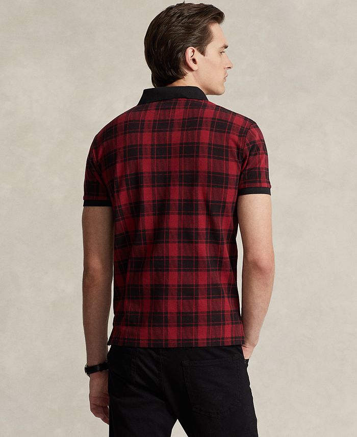 Polo Ralph Lauren Men's Custom Slim Fit Plaid Mesh Polo Shirt - Macy's