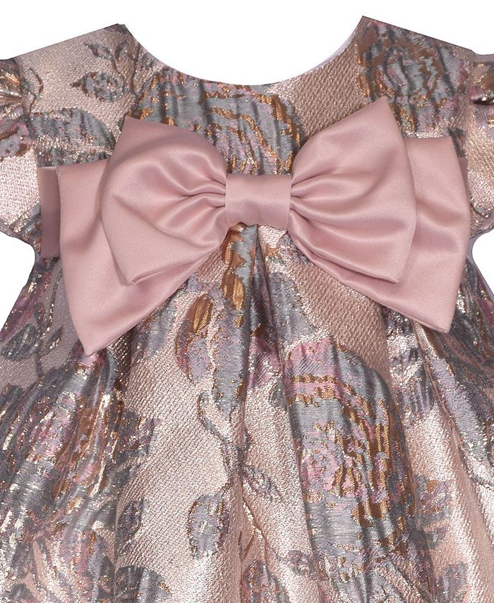 Bonnie Baby Baby Girls Short Sleeve Floral Metallic Dress - Macy's