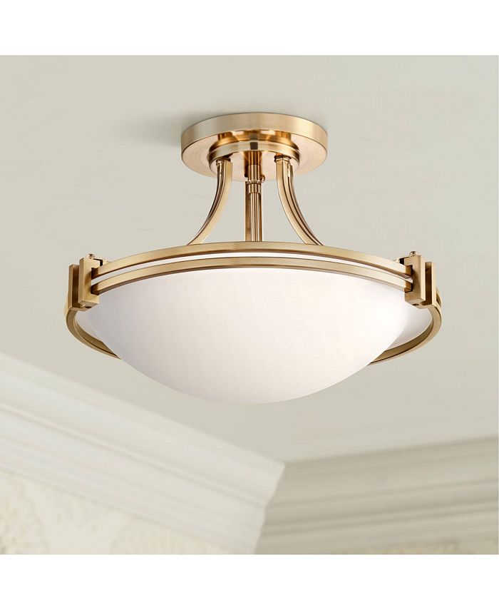 Possini Euro Design Deco Mid Century Modern Close To Ceiling Light Semi ...