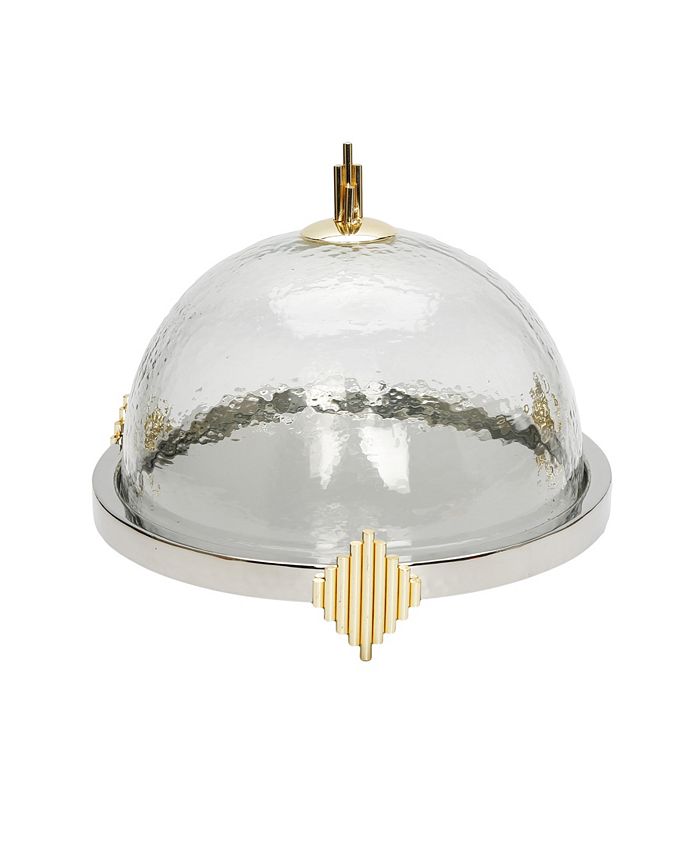Classic Touch Cake Dome with Stainless Steel Base Symmetrical Design ...