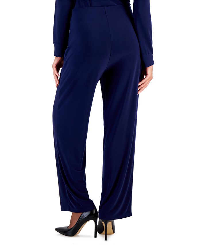 AK Anne Klein Petite Mid Rise Wide-Leg Knit Pants - Macy's