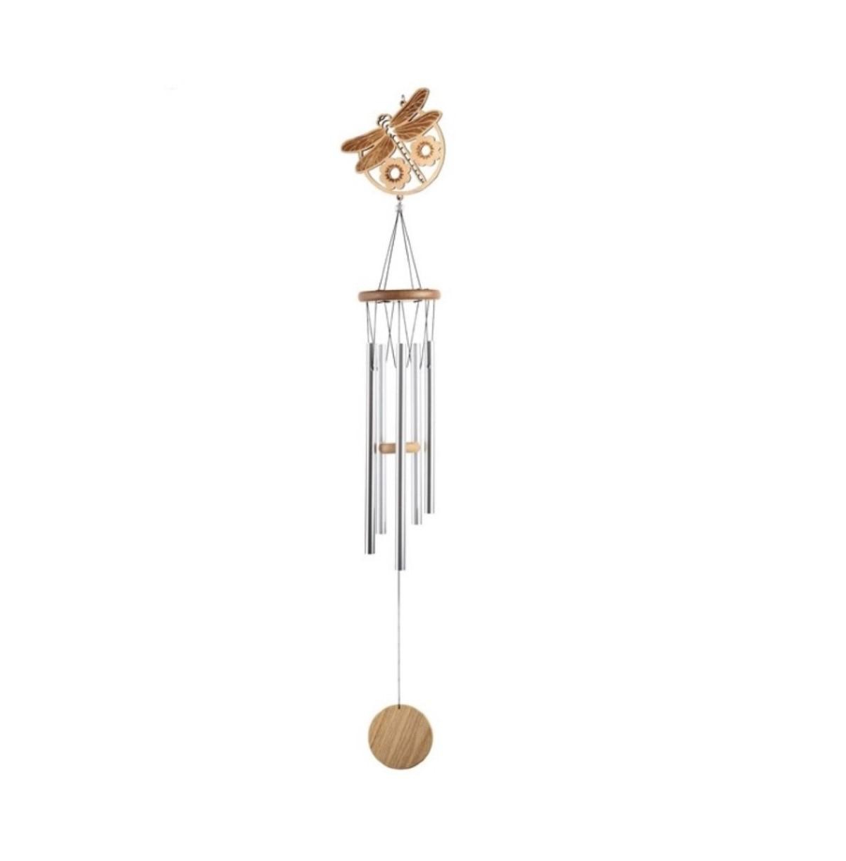 Click here for 34 Long Wood Silhouette Dragonfly Wind Chime - Sil... prices