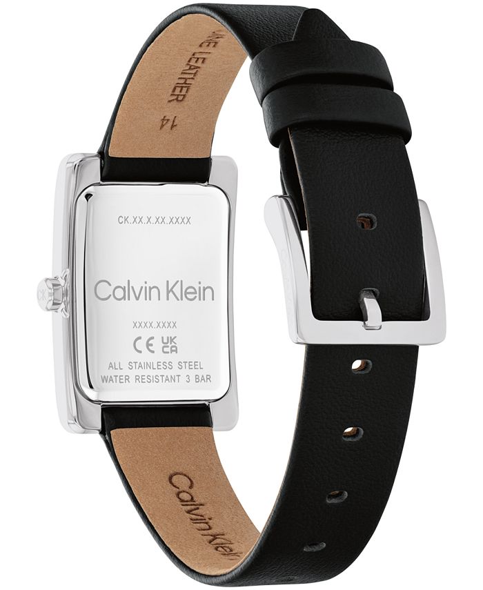 Calvin Klein Women's Two Hand Black Leather Strap Watch 22.5mm - Macy's