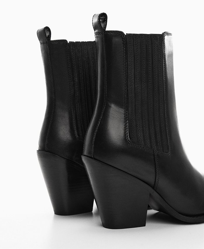 MANGO Women's Cowboy-Style Leather Ankle Boots - Macy's