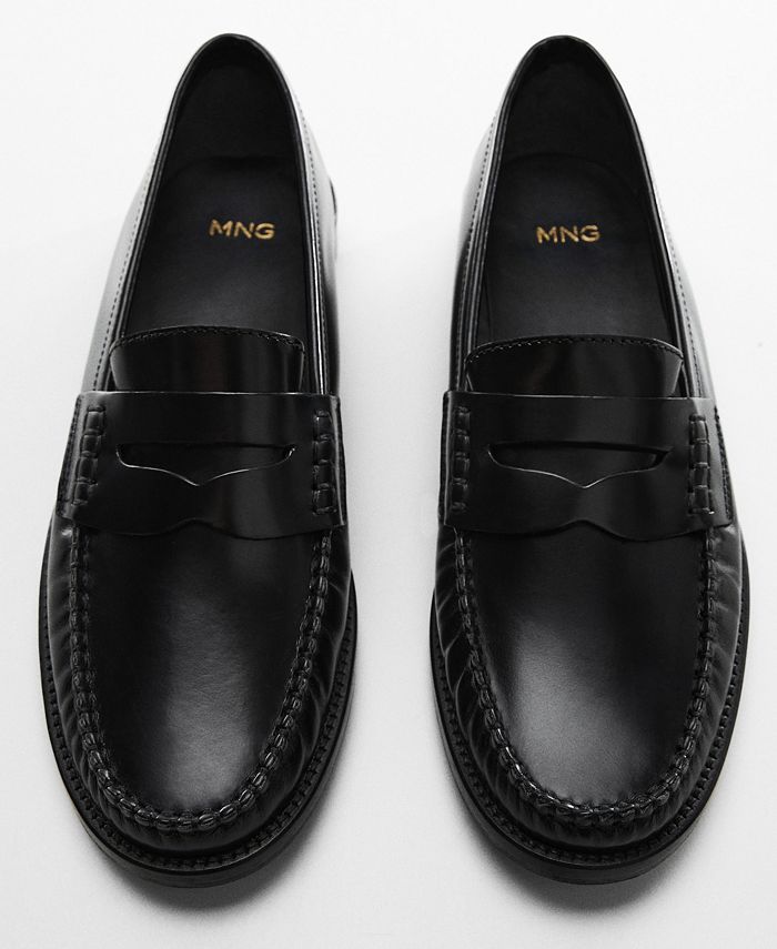 MANGO Women's Leather Penny Loafers - Macy's