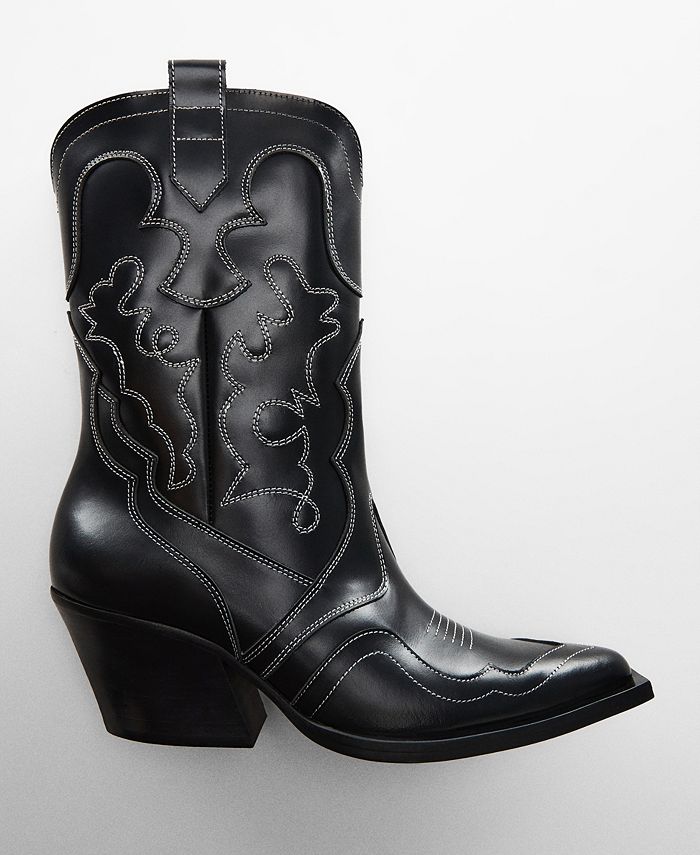 MANGO Women's Cowboy Leather Ankle Boots - Macy's