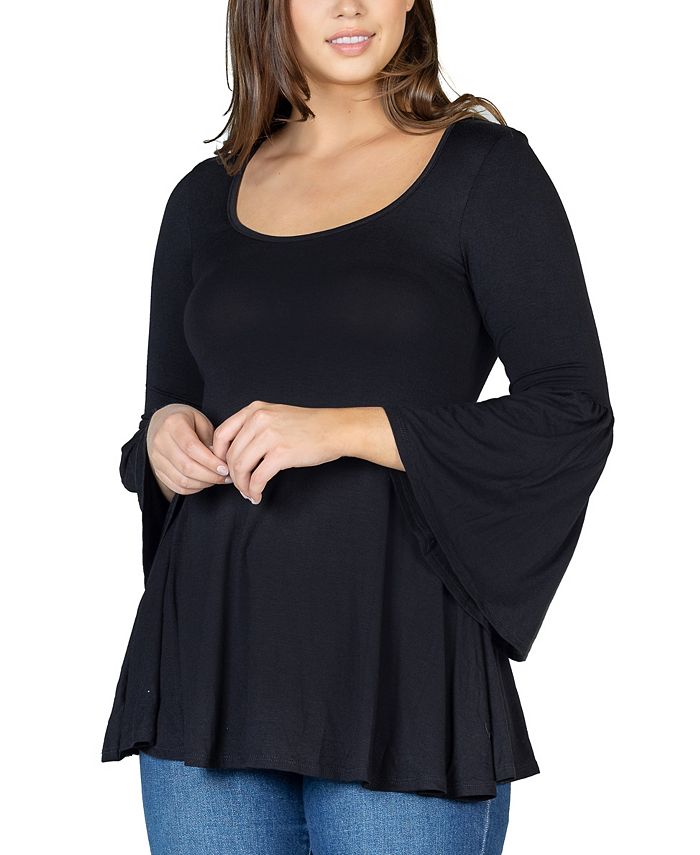 24seven Comfort Apparel Women's Bell Sleeve Flared Tunic Top - Macy's