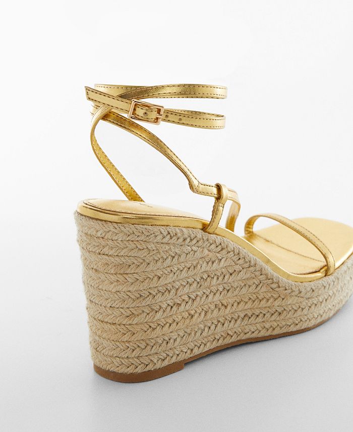 MANGO Women's Metallic Wedge Strappy Sandals - Macy's