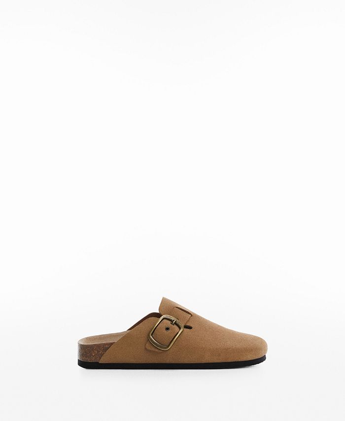 MANGO Women's Buckle Leather Clogs - Macy's