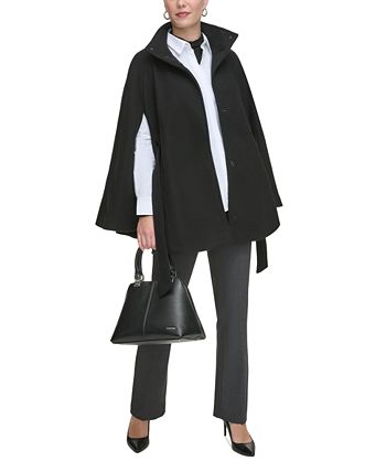 Calvin Klein Womens Double-Breasted Cape Coat - Macy's
