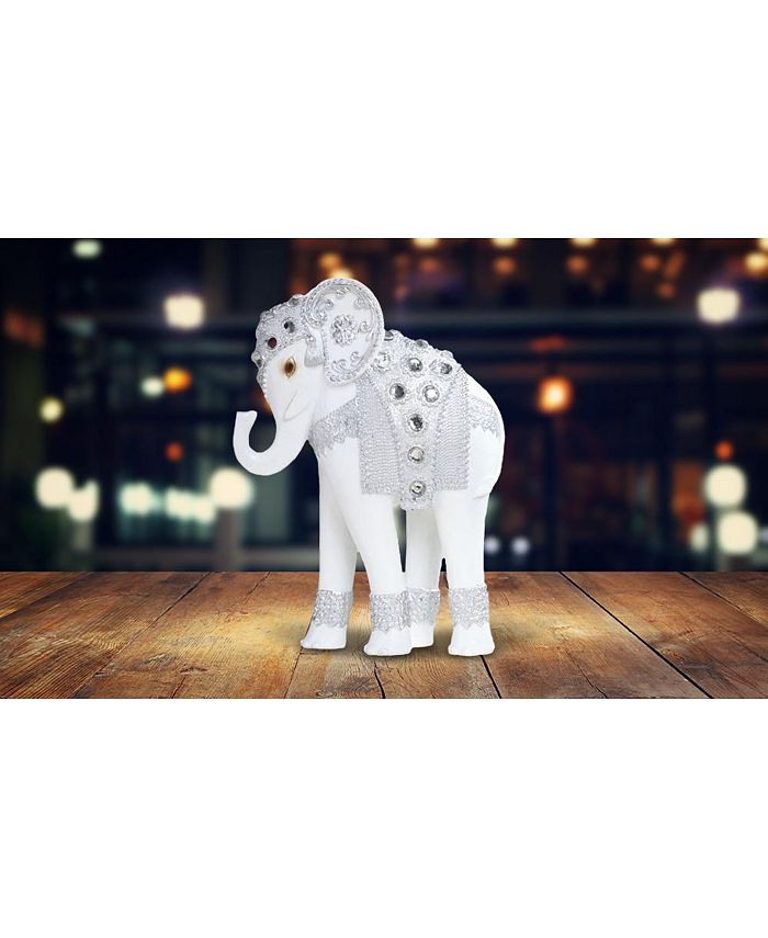 FC Design 7"H Standing Long Legged Elephant with Decorative Gem Statue ...