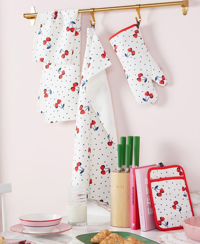 kate spade new york Cherry Dot Kitchen Towel, Oven Mitt Pot Holder 4 ...