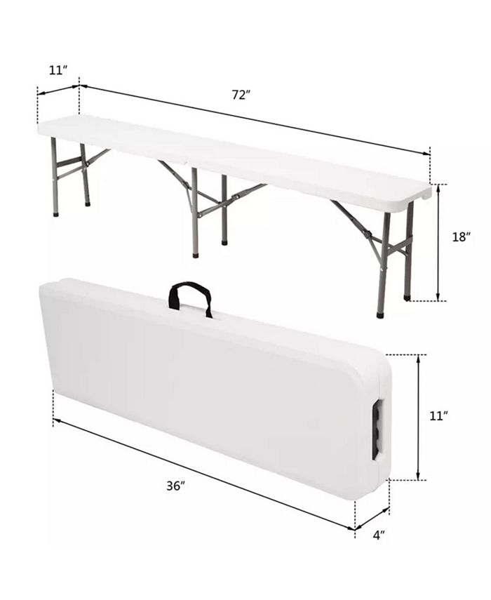 SUGIFT 6 ft Plastic Folding Bench Portable Indoor Outdoor Bench in ...