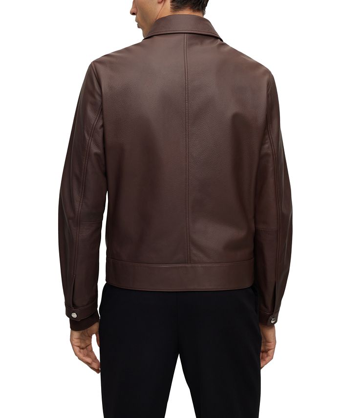 Hugo Boss Men's Two-Way Zip Leather Jacket - Macy's