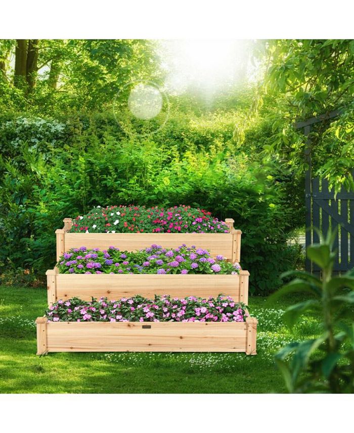 Slickblue 3 Tier Elevated Wooden Vegetable Garden Bed Macys