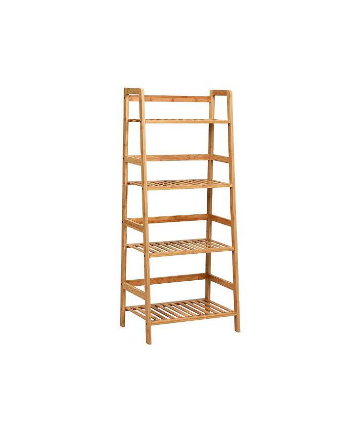 Slickblue 4-Tier Bamboo Plant Rack with Guardrails Stable and Space ...