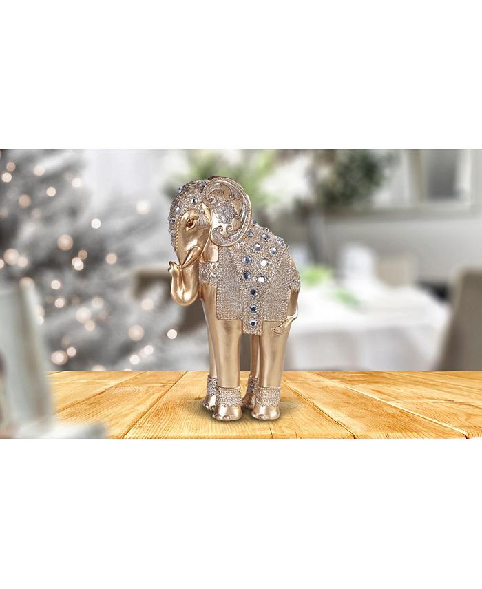FC Design 9.5"H Standing Long Legged Elephant with Gem Statue Slim ...