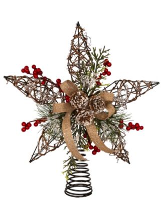 Kurt Adler 12" Grapevine Decorated Star Tree Topper - Macy's