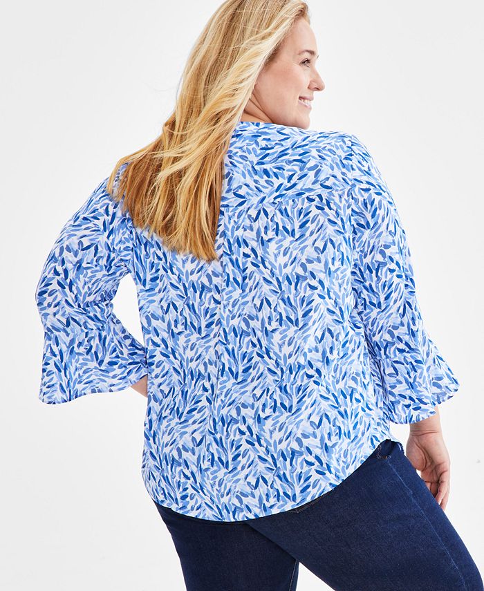 Style & Co Plus Size Printed Pintuck Blouse, Created for Macy's - Macy's