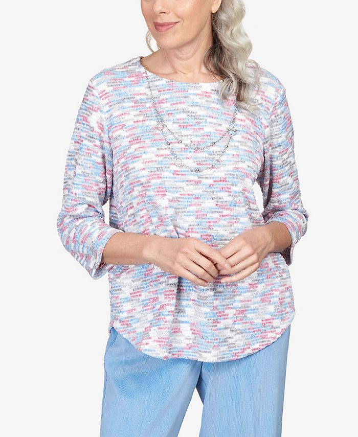 Alfred Dunner Women's Swiss Chalet Space Dye Texture Chenille Knit Top ...