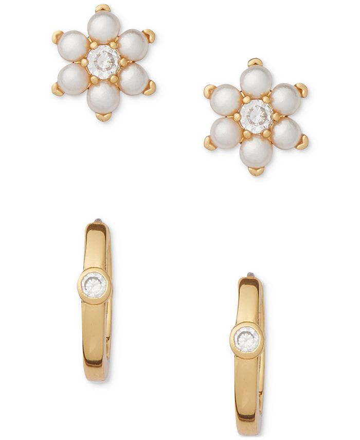 kate spade new york Gold-Tone 2-Pc. Set Imitation Pearl Flower Stud ...