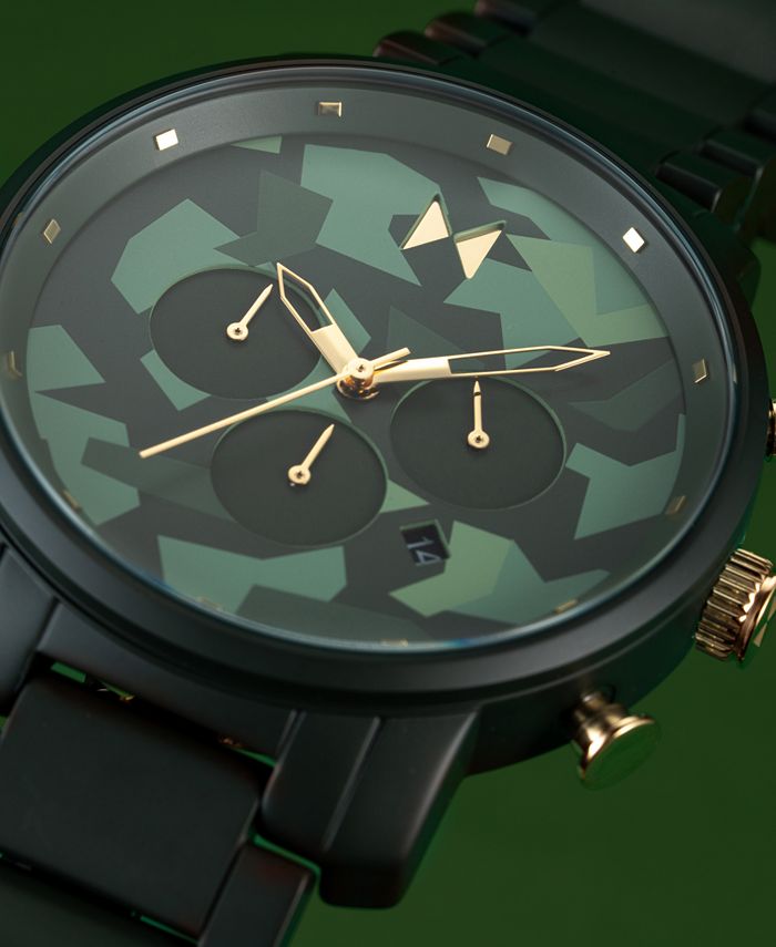 MVMT Men's Camo Chrono Matte Olive Green Ceramic Bracelet Watch 45mm ...
