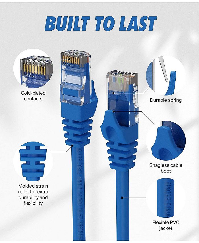 Ultra Clarity Cables 10ft 2 pack Cat6 Ethernet Cable, RJ45, LAN, UTP ...