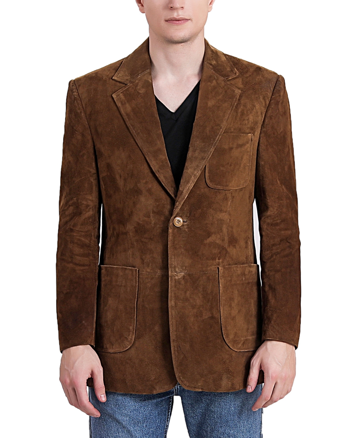 Click here for Bgsd Men Steve Two-Button Suede Leather Blazer - T... prices