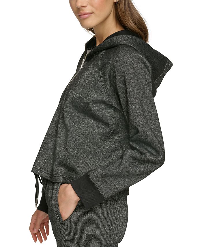 DKNY Women's Sparkle-Fleece Half-Zip Hoodie - Macy's
