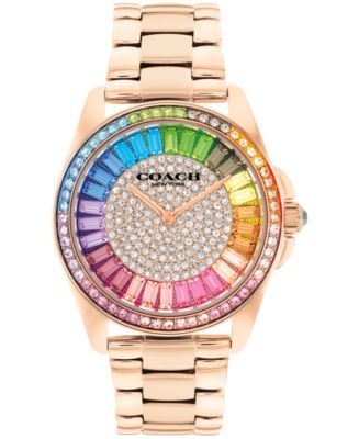 COACH Women's Greyson Rainbow Rose Gold-Tone Stainless Steel Watch 36mm ...