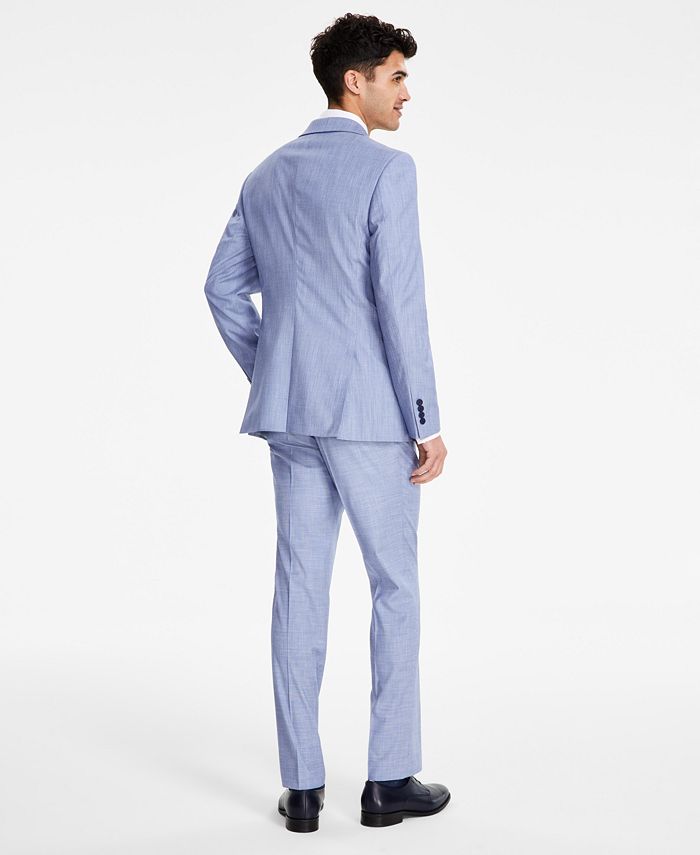 DKNY Men's Modern-Fit Bi-Stretch Light Blue Check Suit Separates - Macy's