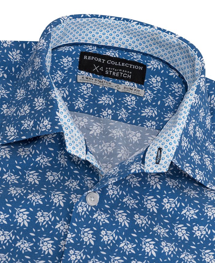 Report Collection Men's Slim-Fit Floral-Print Shirt - Macy's