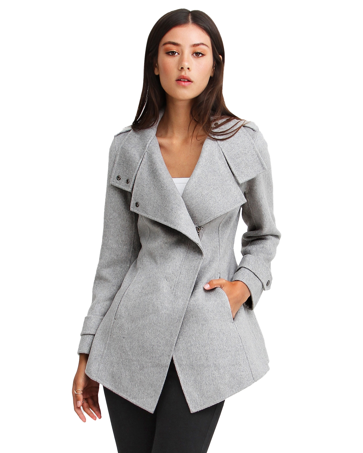 Click here for Belle & Bloom Womens Bad Girl Wool Blend Moto Coat... prices