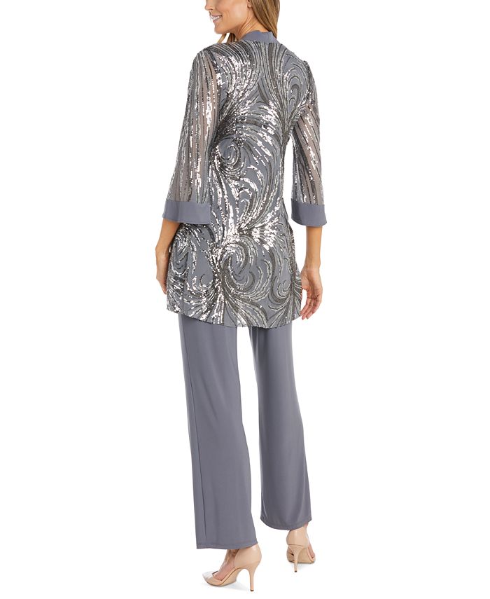 R & M Richards Women's 3-Pc. Sequin-Feather Jacket, Scoop-Neck Tank Top ...