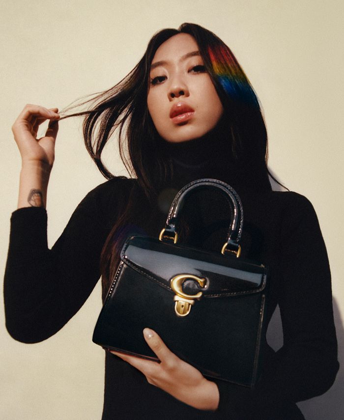 COACH Sammy Top Handle 21 Small Patent Leather Handbag - Macy's