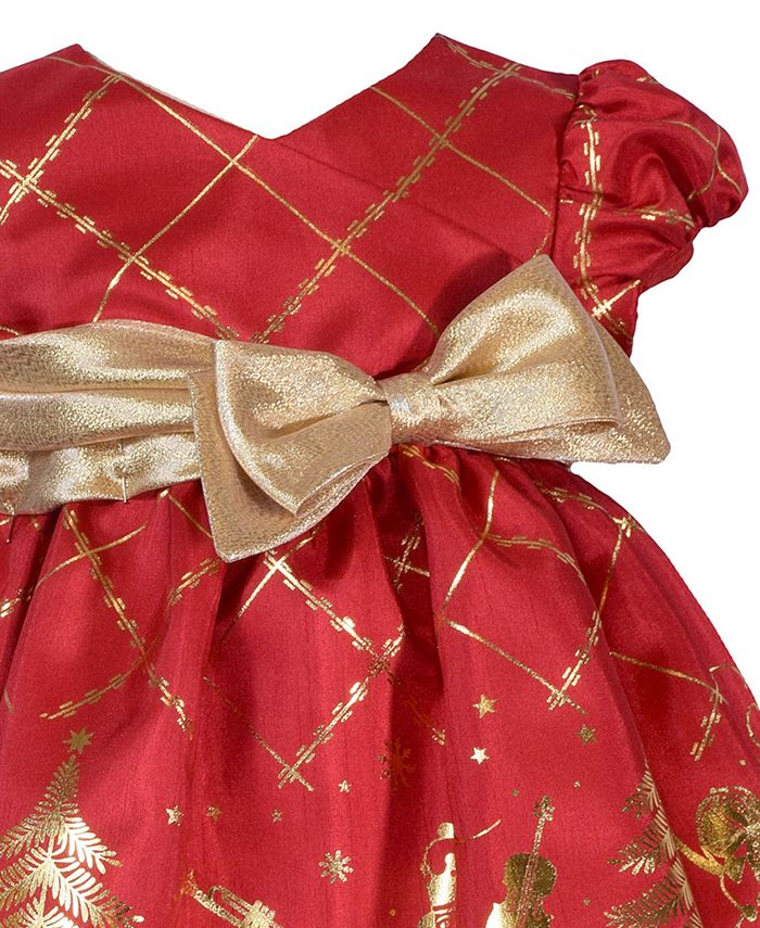 Bonnie Baby Baby Girls Short Sleeved Foiled Shantung with Nutcracker ...