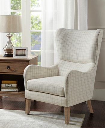 Madison Park Arianna Fabric Swoop Wing Chair - Macy's
